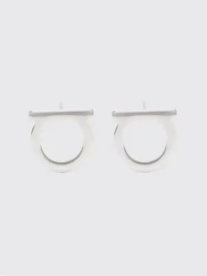 FERRAGAMO Toned Brass Logo Design Earrings