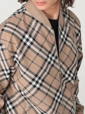 Burberry Checked Bomber Jacket - Beige