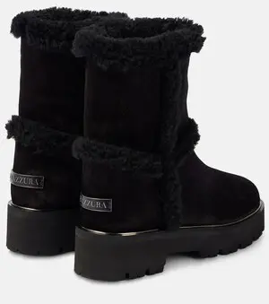 AQUAZZURA Teddi Shearling-trimmed Leather Booties
