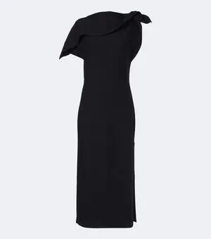 Oscar De La Renta Draped Wool-blend Midi Dress - Black