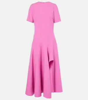 Oscar De La Renta Draped Wool-blend Midi Dress - Pink