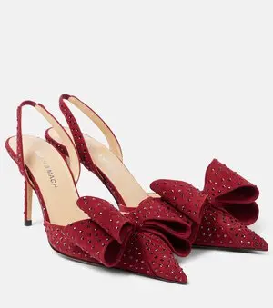 Mach & Mach Le Cadeau 85 Suede Slingback Pumps - Red