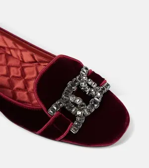 TOD'S Kate Embellished Velvet Ballet Flats - Burgundy