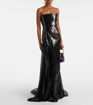 Alex Perry Sequined Strapless Gown