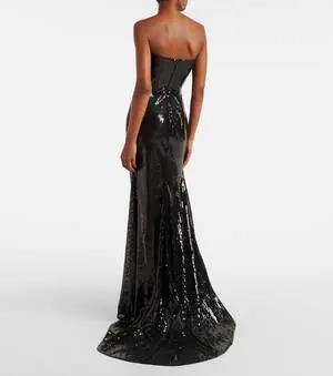 Alex Perry Sequined Strapless Gown