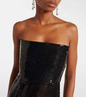 Alex Perry Sequined Strapless Gown