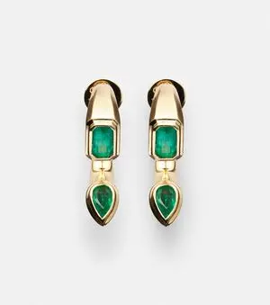 Shay Jewelry Bypass Earrings With Emeralds In 18kt Yellow - Gold