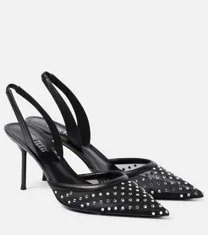 Paris Texas Lidia 70 Embellished Mesh Slingback Pumps