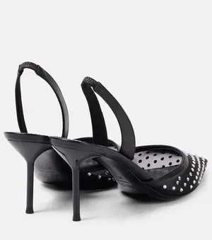 Paris Texas Lidia 70 Embellished Mesh Slingback Pumps