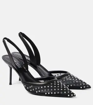 Paris Texas Lidia 70 Embellished Mesh Slingback Pumps