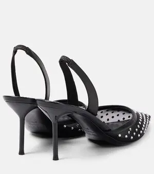 Paris Texas Lidia 70 Embellished Mesh Slingback Pumps