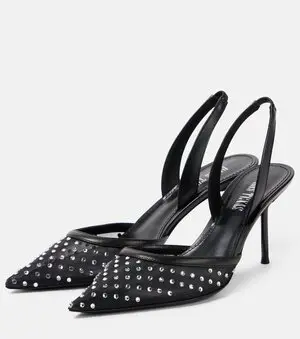 Paris Texas Lidia 70 Embellished Mesh Slingback Pumps