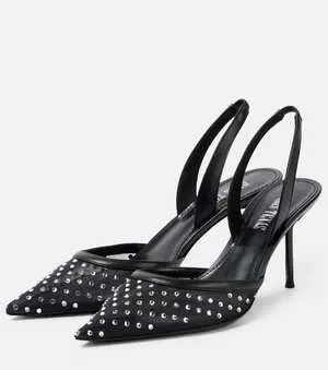 Paris Texas Lidia 70 Embellished Mesh Slingback Pumps