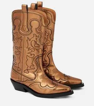 Ganni Gold Tone Boots For Women