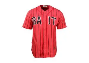 BAIT Sluggers Pinstripe Baseball Jersey - Red/black