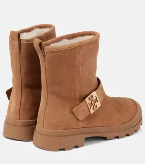 Tory Burch Mellow Shearling-lined Suede Platform Ankle Boots - Brown