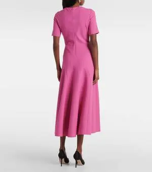 Oscar De La Renta Draped Wool-blend Midi Dress - Pink