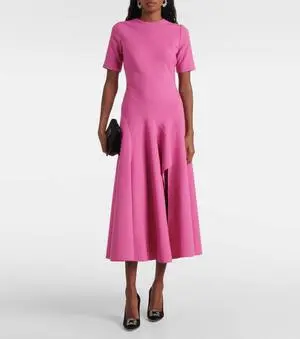 Oscar De La Renta Draped Wool-blend Midi Dress - Pink
