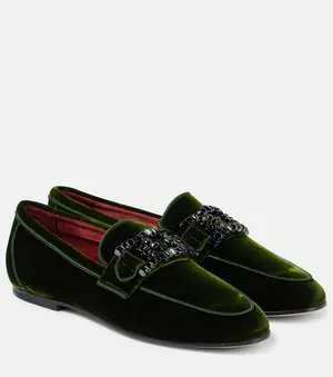 TOD'S Kate Embellished Velvet Loafers