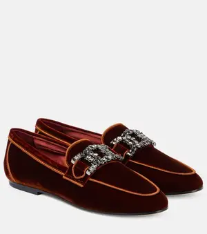 TOD'S Kate Embellished Velvet Loafers