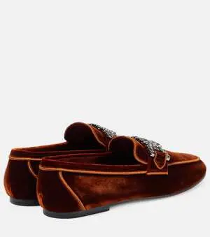 TOD'S Kate Embellished Velvet Loafers