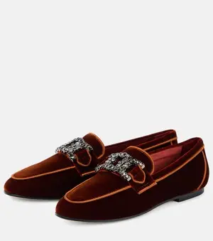 TOD'S Kate Embellished Velvet Loafers