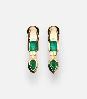 Shay Jewelry Bypass 18kt Yellow Earrings With Emeralds - Gold