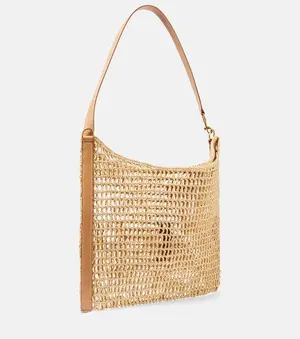 Saint Laurent Oxalis Crochet Raffia Shoulder Bag - Beige