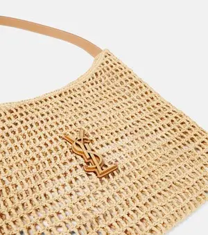 Saint Laurent Oxalis Crochet Raffia Shoulder Bag - Beige