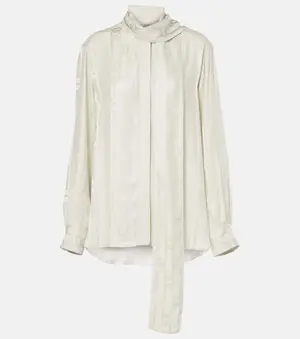 TOD'S Satin Jacquard Blouse With Scarf Detail