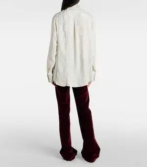TOD'S Satin Jacquard Blouse With Scarf Detail
