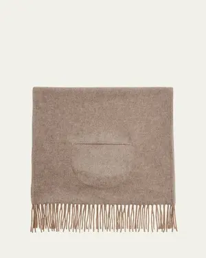 Alonpi Cashmere Fringe Trim Pocket Scarf - 3303 Grey Beige