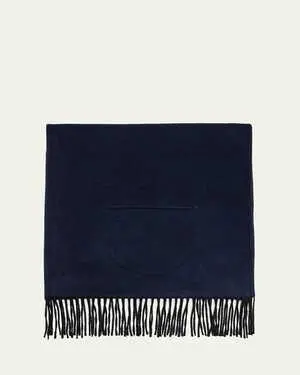 Alonpi Cashmere Fringe Trim Pocket Scarf - Blue