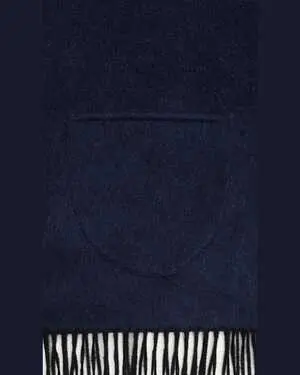 Alonpi Cashmere Fringe Trim Pocket Scarf - Blue