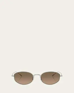 Oliver Spencer Oliver Peoples Titanium Oval Sunglasses Silver