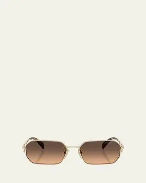 Prada Metal And Plastic Rectangle Sunglasses - Pale Gold