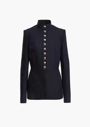 Khaite Samuel Leather Jacket - Navy/white