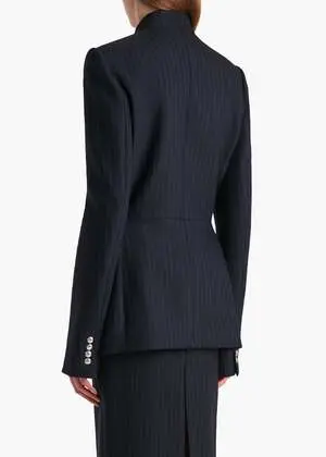 Khaite Samuel Leather Jacket - Navy/white