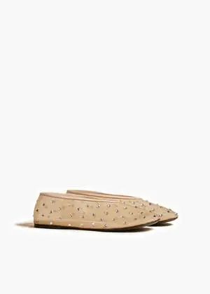 Khaite Marcy Flat - Nude Mesh With Crystals