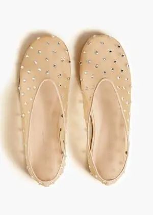 Khaite Marcy Flat - Nude Mesh With Crystals
