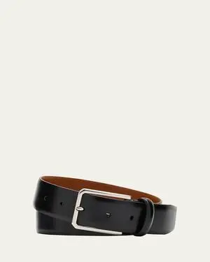 Santoni Smooth Calfskin Belt - Black