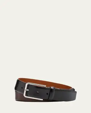 Santoni Smooth Calfskin Belt - Dark Brown