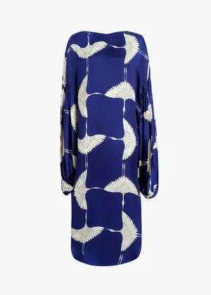 Khaite Khaite Zelma Silk Dress Cobalt/cream