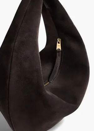 Khaite Olivia Hobo Crackle Patent Leather - Dark Brown