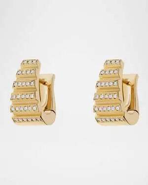 AZLEE 18k Escalier Diamond Hoop Earrings - Yellow Gold