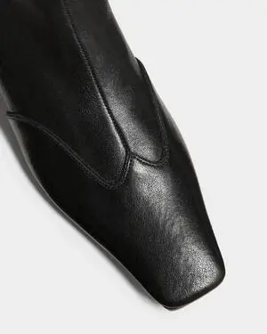 Khaite Nevada Stretch Leather Ankle Booties - Black