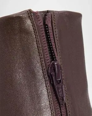 Khaite Nevada Stretch Leather Ankle Booties - Dark Brown