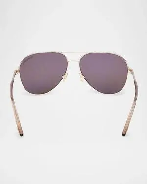 TOM FORD Clark Metal Aviator Sunglasses - Black