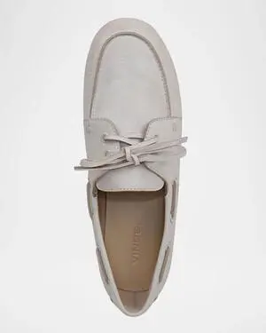 Vince Marin Leather Boat Loafers - Sabbia White