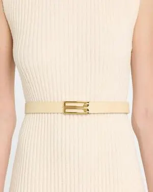 Victoria Beckham Victoria Beckham B-Logo Leather Belt Ivory